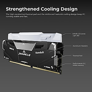 Timetec Pinnacle Konduit RGB DDR4 3600MHz PC4-28800 CL18-22-22-42 XMP2.0 Overclocking 1.35V Compatible for AMD and Intel Desktop Gaming PC Memory Module RAM (RGB Black, 64GB KIT(4x16GB))