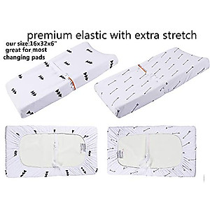 Knlpruhk Changing Pad Cover Set 2 Pack 100% Jersey Knit Cotton Ultra Soft Stretchy Baby Girl Boy Grey Arrows and Black Triangles for a Standard Baby Change Pad