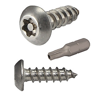 Fastenere Torx Security Sheet Metal Screws - #8 x 1-1/4" (25-Pack) Button Head, Tamper-Resistant, Anti Theft Stainless Steel Screws for Higher Level of Safety & Secure Fastening Solution