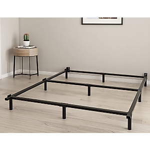 THEOCORATE King Size Bed Frame, 7 Inch Metal Basics Bed Frame, Low Profile Base for Box Spring, 9-Leg Support, Noise-Free, Easy Assembly, Black