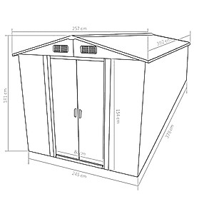Tidyard Garden Shed with Double Sliding Doors Galvanized Steel Tool Shed Metal Pool Supplies Organizer for Patio, Backyard, Lawn, Outdoor Furniture 101.2 x 154.3 x 71.3 Inches (W x D x H)