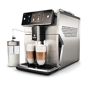 Philips Saeco Xelsis Super Automatic Espresso Machine - LatteDuo Milk System, 15 Coffee Varieties, 8 User Profiles, Touch Screen, Stainless Steel, (SM7685/04)
