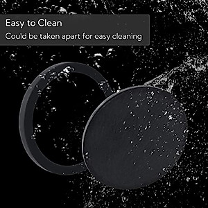 KITCHENDAO Non-Scratch Slate Stone Drink Coasters with Holder, Detachable Soft Ring, Condensation Prevent, 4 Inch Black Handmade Coaster Set for Any Bar Home Décor, Gift for Men and Women, 8 Pack