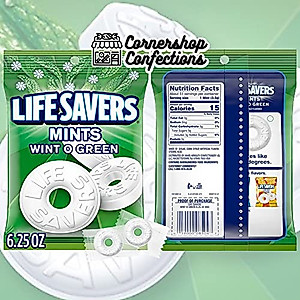 Lifesavers Hard Candy Mints 9 Bag Bulk Variety Pack - 3 Flavors - Wint O Green, Orange, Pep O Mint - 450 Pieces Total - In Cornershop Confections Box - For Parties, Holidays, Car, Purse, Lunch Box Mints