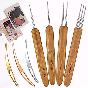 7 Pieces Dreadlock Crochet Hook Include Dreadlocks Crochet Hair Weaving Needle Tool 2 Pieces 1 Hook + 1 Pieces 2 Hooks + 1 Pieces 3 Hooks + 3 Pieces Hair Braid Craft Locking