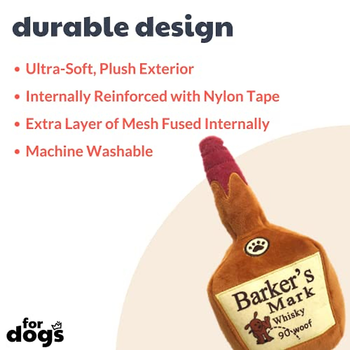 H&K for Dogs Power Plush | Barker's Mark (Small) | Funny Dog Toy | Dog Toy with Squeaker | Dog Gift | Fun, Durable, and Safe | Squeaky Dog Toy