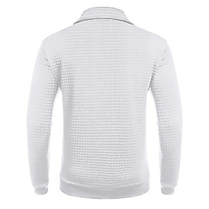 COOFANDY Men's Thermal Collar Sweatshirt Long Sleeve Zip Up Gym Athletic Golf Pullover 1/4 zip sweatshirt White X-Large