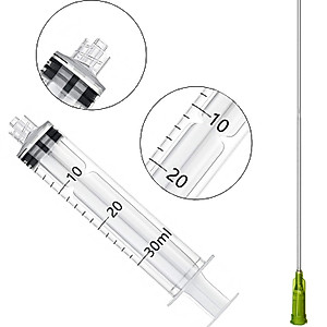 30ml Syringe with Long Tip-14Ga x 7”- Blunt Tip and Luer Lock, Great for Measuring and Refilling
