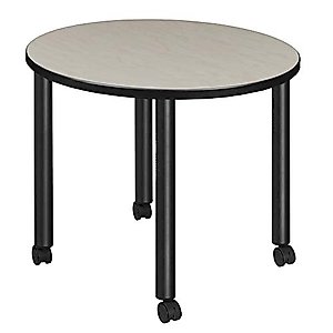 Regency Kee Round Mobile Breakroom Tables, Medium, Maple/Black