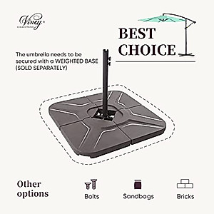 VINEY 10ft Patio Offset Umbrellas Cantilever Umbrella, Large Outdoor Umbrella w/Infinite Tilt, Waterproof UV Protection & Cross Base for Backyard, Poolside, Lawn and Garden (Mint Green)