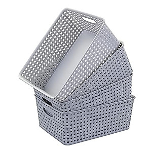 Kiddream 8 Quart Plastic Storage Basket, Woven Storage Basket Bins Set of 4, F