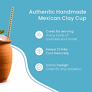 LAVO HOME Red Clay Terra Cotta Mexican Pottery Cantaritos Cocktail Drink Cups, Traditional Authentic Cantarito De Barro Jarritos - 12 oz - Made in Mexico - Micheladas & Palomas (Set of 2)