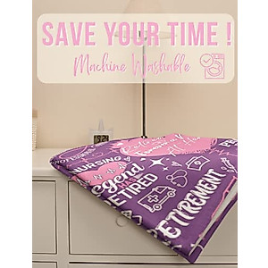 InnoBeta Retirement Gifts Throws for Nurse, Bed Flannel Fleece Plush Blankets Thank You Presents for Women,Men, Friends, Mom, Dad, Grandma, Grandpa (50"x 65") - Retired But Forever A Nurse at Heart