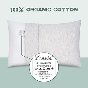 Zenssia Organic Cotton Toddler Pillowcase/Travel Pillowcase Pack of 2 Set 13x18 Inches with Envelope Closure - Soft & Breathable Baby Pillow Case Cover Solid Gray