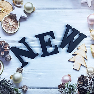 AOCEAN 4 inch Black Wood Letters Unfinished Wood Letters for Halloween Decorative Standing Letters Slices Sign Board Decoration for Craft Home Party Projects (K)