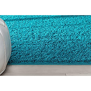 Well Woven Elle Basics | Emerson Shag Teal Blue | Textured (5'3" x 7'3") Area Rug