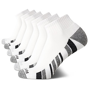 Reebok Men's Quarter Socks - 6 Pack Cushion Quarter Cut Ankle Socks for Men - Breathable Men's Athletic Socks (Size 6-12.5), Size 6-12.5, White