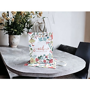 12 PCS Eid Mubarak Paper Gift Bags Ramadan Medium Treat Box for Eid party, Muslim Party, Eid Decoration, Eid Gift Wrapping (20.7cm x 11.5cm x 27.7cm)