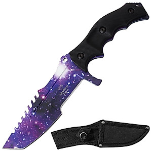 Snake Eye Tactical 8.5-inches Hunting Camping Hiking Fixed Blade Knife With Nylon Sheath (Purple-3)