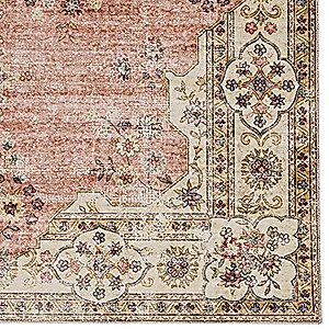 Linon The Anywhere Washable Rug Colton Pink/Ivory 5' X 7' Area Rug