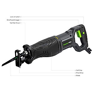 GALAX PRO Reciprocating Saw, 7.5 Amp Variable Speed Corded Reciprocating Saw with1-1/8"(28mm) Stroke Length, 2800SPM and 6" Max. cutting Depth in Wood and Metal Cutting