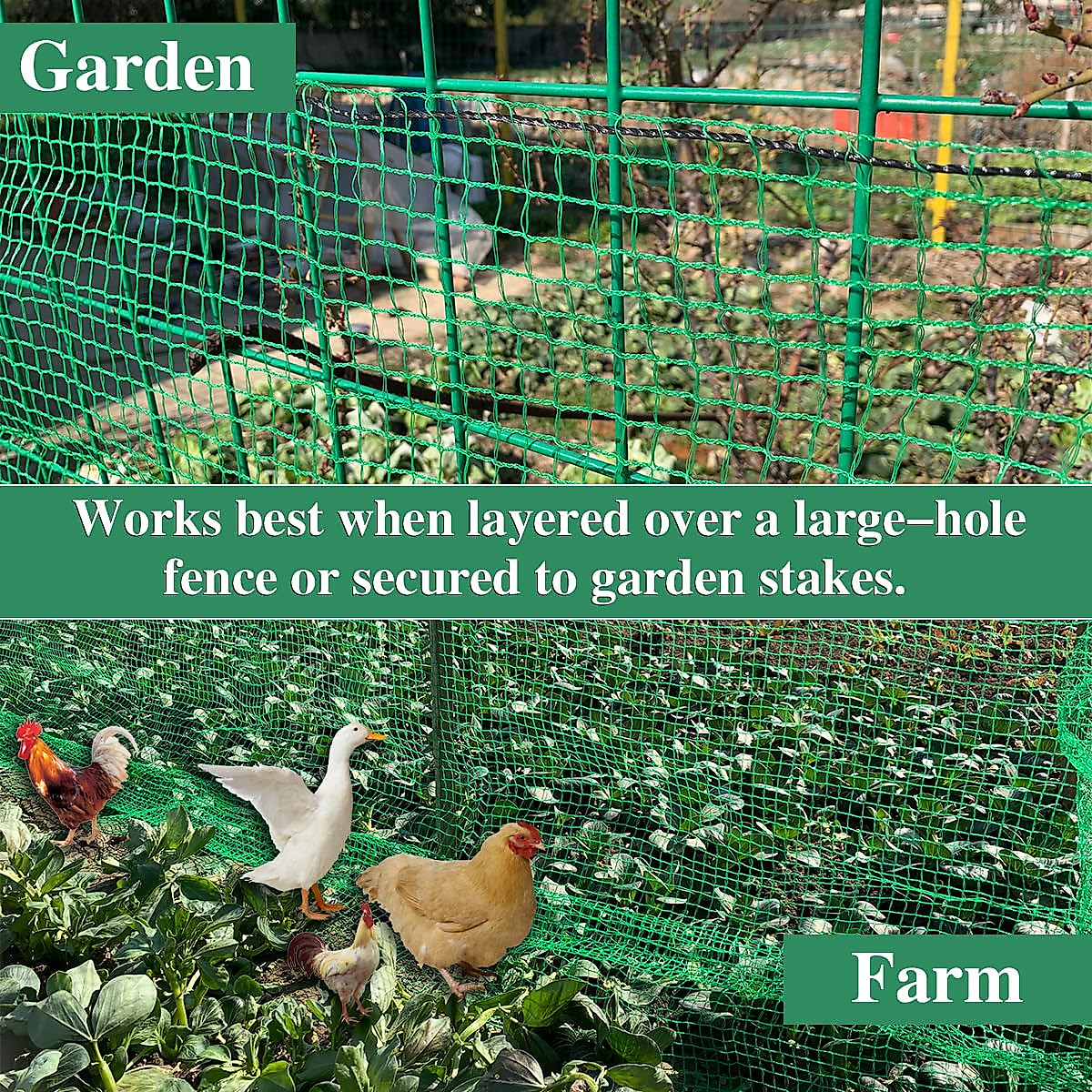 Hortifan Temporary Fence Plastic Mesh Fencing, 4FT x 100FT Garden Bird Netting Safety Fence Snow Fence, Construction Fencing for Deer, Pet, Rabbits, Chicken, Dogs, Animal Barrier, Green