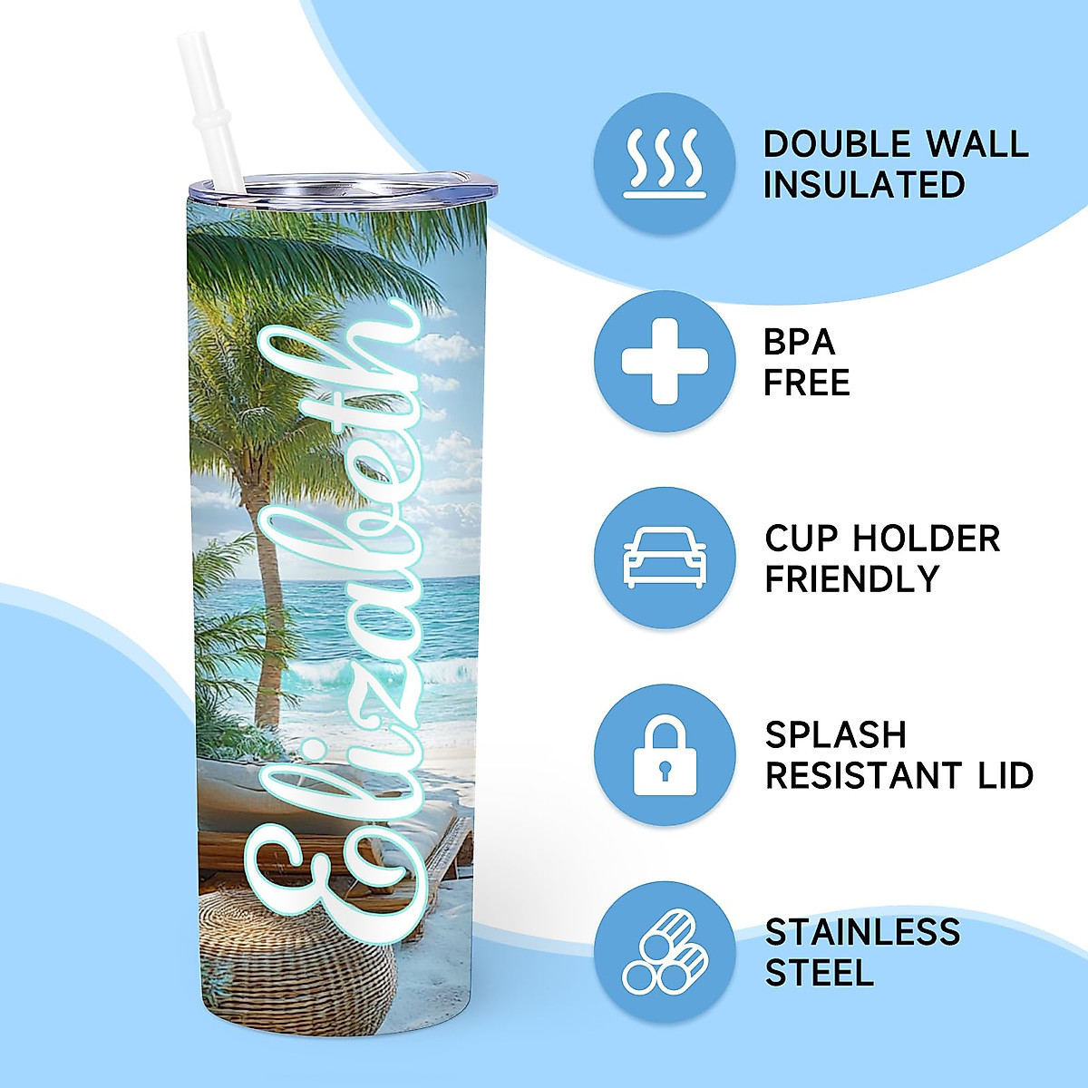 Personalized Girls Trip Gifts for Women - Custom Beach Vacation Tumbler with Lid and Straw, Girls Trip Weekend Cups with Name, 2025 Girl Trips Tumbler, Family Trip Gift, Bachelorette Trip Vacation Cup
