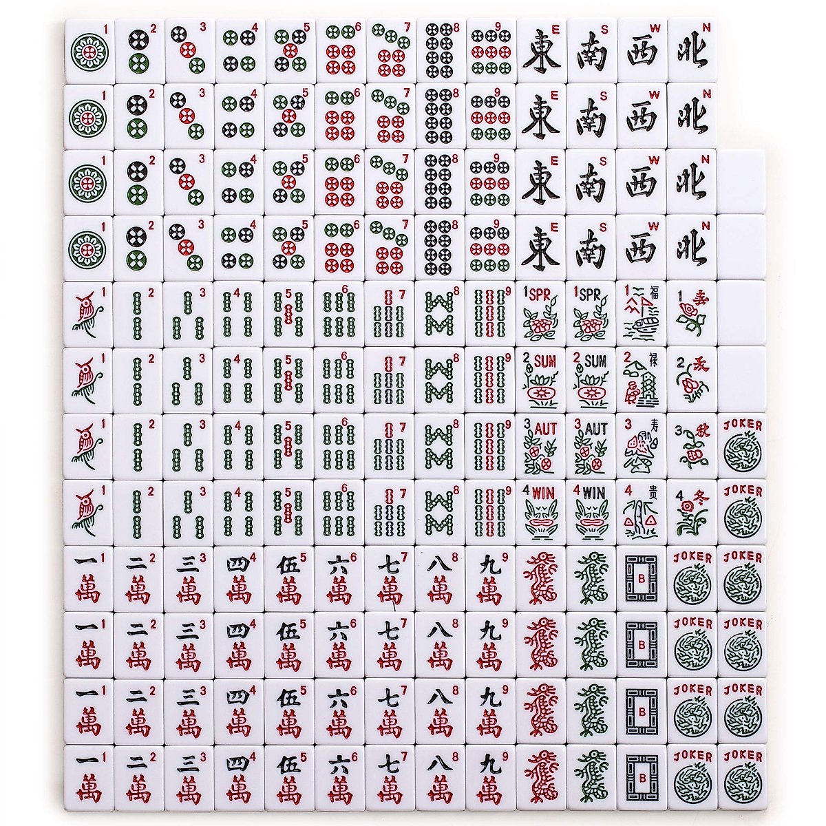 Yellow Mountain Imports American Mahjong Game Set, Santorini with Blue Soft Case - All-in-One Racks with Pushers, Wright Patterson Scoring Coins, Dice, & Wind Indicator