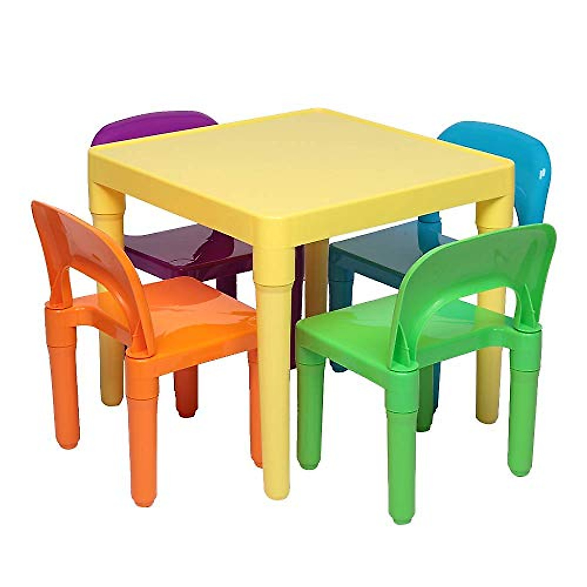 FRITHJILL Kids Plastic Table and Chair Set,Art Play-Room Little Kid Children Furniture Accessories(4 Childrens Seats with 1 Tables Sets),Fit for 3-8 Years Old