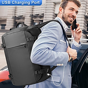 hk Travel Backpack for Men 40L,TSA Friendly Flight Approved Carry On Luggage Backpack,Personal Item Travel Bag,17.3 Inch Waterproof Business Laptop Backpack Weekender Bag with USB Charging Port