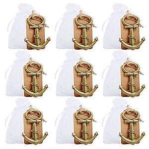 GuiHe 30PCS Nautical Bronze Anchor Bottle Opener with Escort Tag Card and Sheer Bags for Wedding Favors Baby Shower Return Gifts Guests Party Favors
