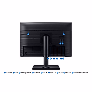 SAMSUNG FT45 Series 24-Inch WUXGA 1920 x 1200 Computer Monitor, 75Hz, IPS Panel, HDMI, DisplayPort, DVI, USB Hub, Built-in Speakers, Height Adjustable Stand, 3 Yr WRNTY (LF24T454GYNXZA),Black