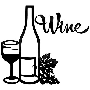 Wine Decor for Kitchen 2 Pieces Vintage Wine Wall Decor Kitchen Wine Theme Decor Black Wine Glasses Wall Decor Metal Wine Bottle Decor Modern Wine Wall Art for Restaurant Kitchen Bar Home