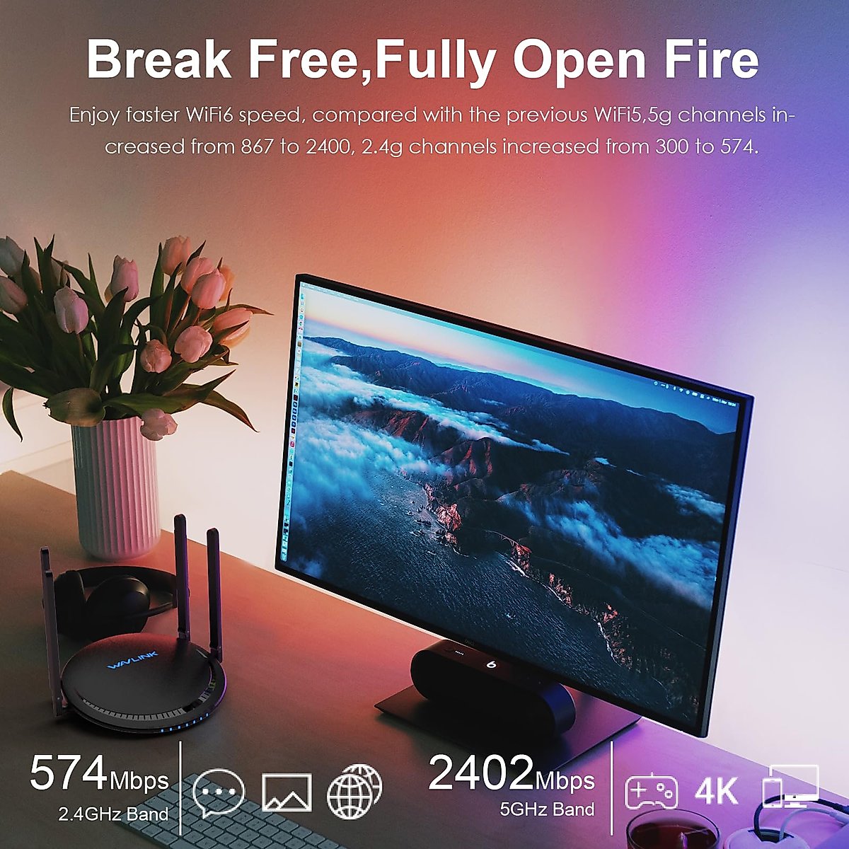 WiFi 6 AX3000 Wireless routers for Home,Wavlink Dual Band Wireless Internet Router,Gigabit Router with 4 * 5dBi High-Gain Antennas, MU-MIMO, OFDMA, Touchlink, Beamforming, WPA3, Router Mode Only