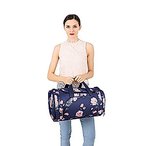 MOSISO 15.6-16 inch Laptop Backpack for Women with Luggage Strap & USB Charging Port, Sports Duffel Peony Gym Bag with Shoe Compartment&Camellia Travel Business Bag, Blue