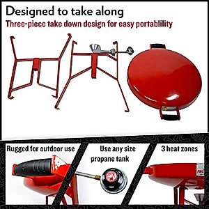 Original FIREDISC 24" Short Outdoor Portable Propane Cooker | Red