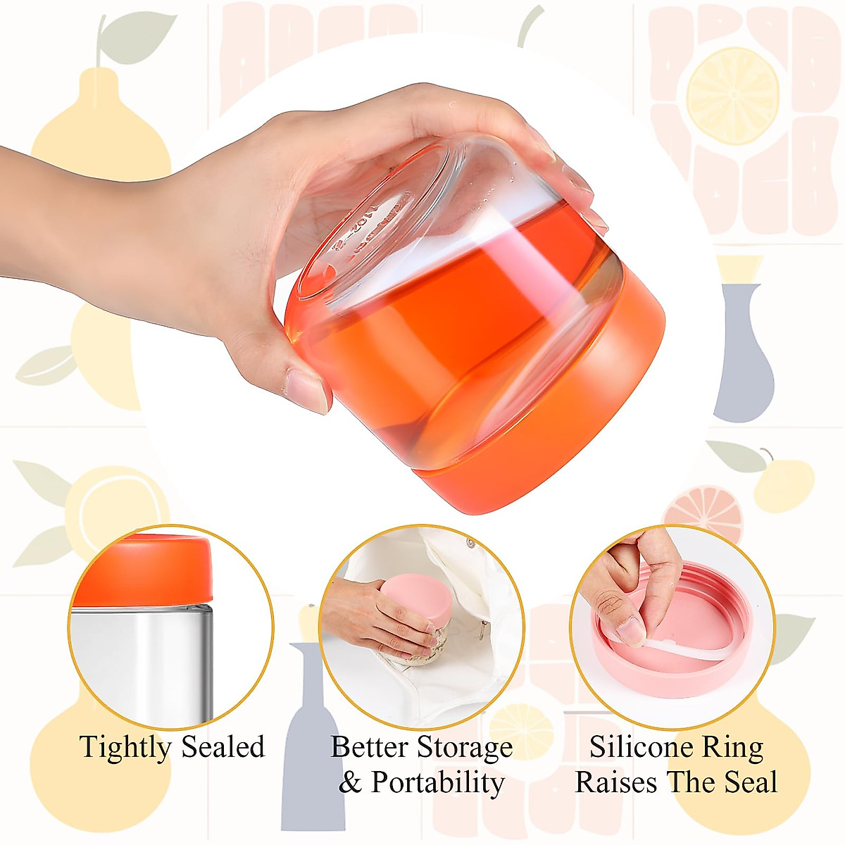 Hsei Overnight Oats Jars 10 oz Glass jar with Screw lid, Mason Oatmeal Jar Wide Mouth Airlight Jar Meal Prep Containers for Breakfast Yogurt Fruit Pudding (10)