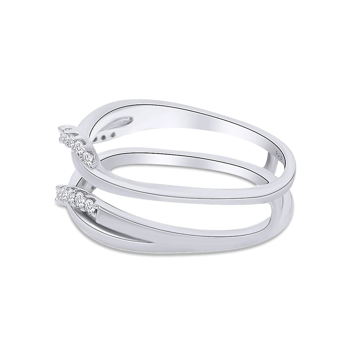 AFFY Sterling Silver Delicate Bypass Infinity Style Vintage Wedding Ring Guard Enhancer with Cubic Zirconia (0.20 cttw) Ring Size-8