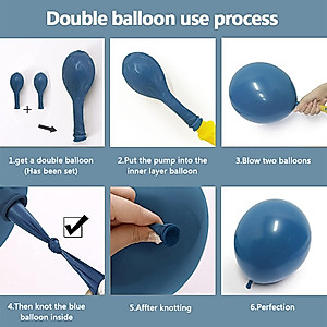 Dusty Blue Balloon Arch Kit - Double Stuffed Dark Blue Baby Blue Balloon Garland Pastel Dark Teal Light Blue Latex Balloons for Baby Shower Birthday Wedding Graduation Party Decoration