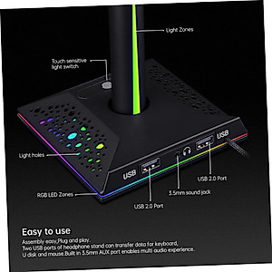 Parliky 7pcs Headphone Stand Aluminum Alloy Desk Accessories