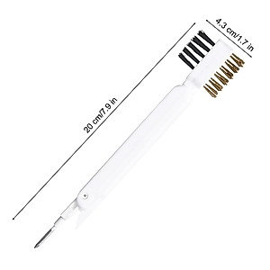 Deep Gas Stove Brass Wire Brushes, 4-in-1 Gas Stove Cleaning Brush Kitchen Scrubber Brush with Stiff Bristles Cooktop Scraper for Range Hood Grease Grime Stovetop Cleaning(2 Pcs)