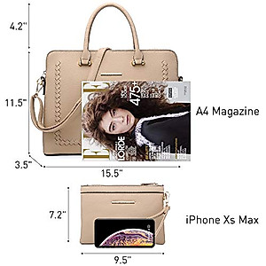 Dasein Women Woven Design Large Handbag Purse Vegan Leather Work Bag Tote Shoulder Bag