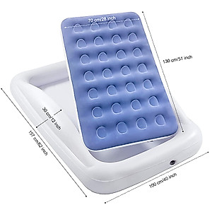 Inflatable Kids Travel Bed Toddler Air Mattress Set - Portable Blow Up Mattress Sleeping Bed Cot with Security Bed Rails and Electric Pump Ideal for Road Trip Camping Sleepovers etc. (Upgraded)