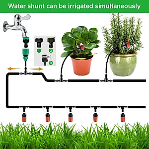 Drip Irrigation Kit 50ft/15m Garden DIY Irrigation System with Distribution Tubing Hose Adjustable Nozzles Plant Watering Kit Mist Irrigation System for Garden, Patio, Greenhouse, Lawn