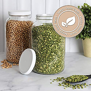 kitchentoolz 4 Pack- 1 Gallon Mason Jar - Glass Jar Wide Mouth with Airtight Foam Lined Plastic Lid - Safe Mason Jar for Fermenting Kombucha Kefir - Storing and Canning- US Made