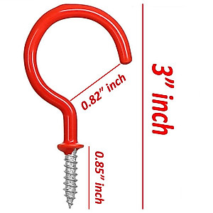 Wideskall® 60 Pieces 3" inch Steel Utility Mount Screw in Cup Hooks Hanger Assorted Color PVC Vinyl Coated