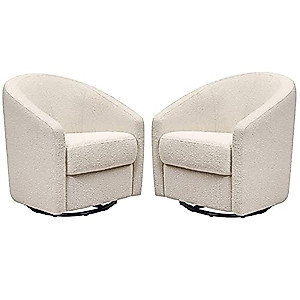 Home Square Fabric Upholstered Swivel Glider in Ivory Boucle (Set of 2)