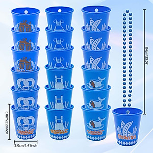 SUNKIM 18 Pcs Beer Festival Shot Glass on Beaded Necklaces Beer Festival Plastic Shot Glass Necklaces Beer Festival Cups for Bavarian German Beer Festival,6 Styles