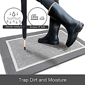 HEBE Indoor Doormat 32"x48" Large Front Door Mat Non Slip Absorbent Inside Mud Dirts Trapper Mats Low Profile Entrance Mat for Dogs Entrance Shoes Scraper Mat Floor Carpet Washable
