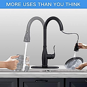 Touchless Kitchen Faucet with Pull Down Sprayer, Single Handle Motion Sensor Kitchen Faucet with 360-Degree Swivel, Matte Black Stainless Steel High Arc Kitchen Faucet with 3 Various Spray Functions